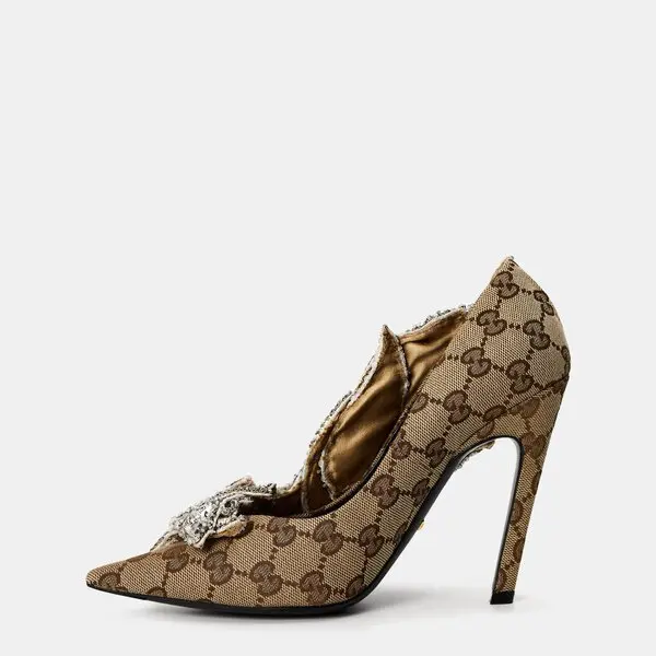 Gucci Gg Crystal Embellished Pointed Toe Stiletto Pumps