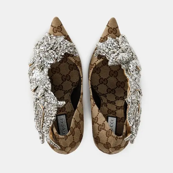 Gucci Gg Crystal Embellished Pointed Toe Stiletto Pumps