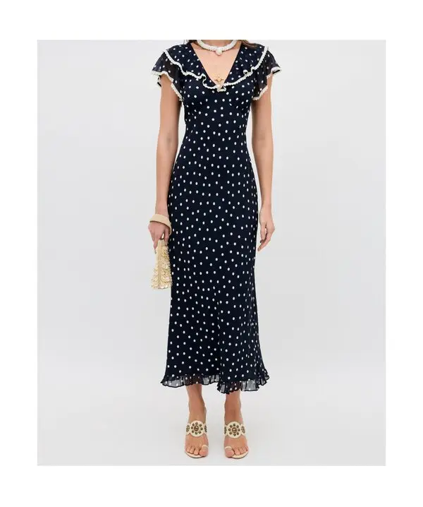 Rixo Printed V-neck Midi Dress
