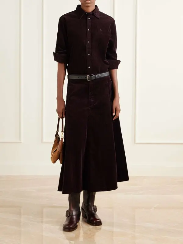 Polo Ralph Lauren Cotton-corduroy Midi Skirt - Brown