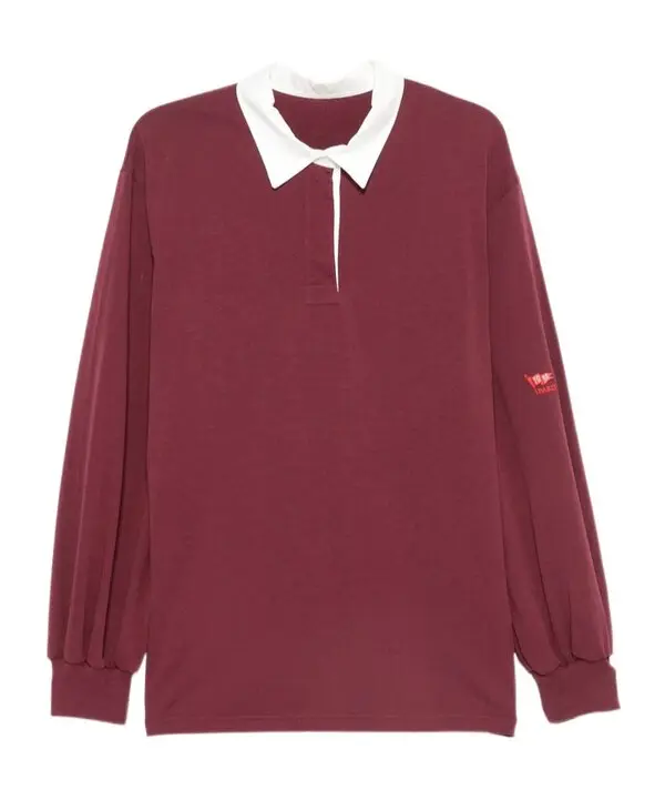 SYSTEM Embroidered-logo Polo Sweater - Wine