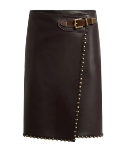 Etro Short Leather Skirt With Studs - Brown