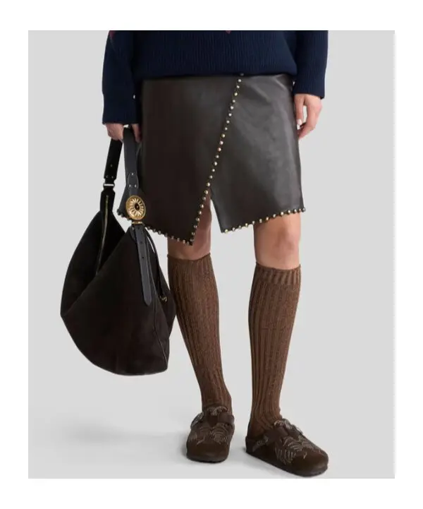 Etro Short Leather Skirt With Studs