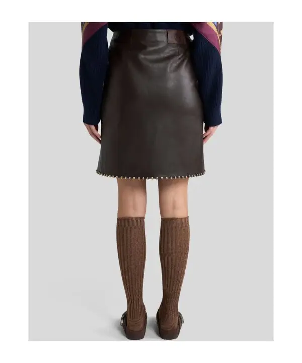 Etro Short Leather Skirt With Studs