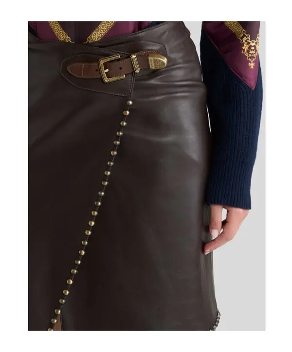 Etro Short Leather Skirt With Studs