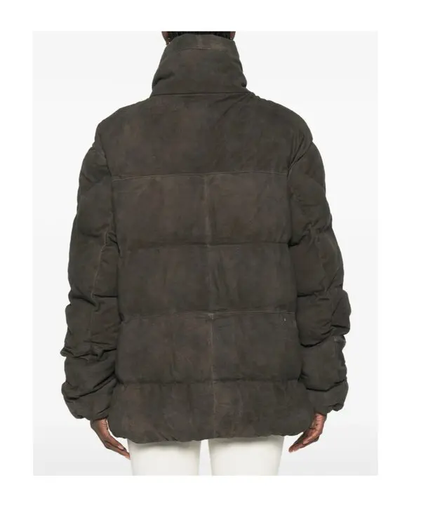 GIORGIO BRATO Padded Leather Jacket With Stand Collar