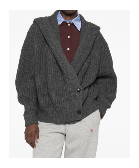 SYSTEM Ribbed-knit Hooded Cardigan