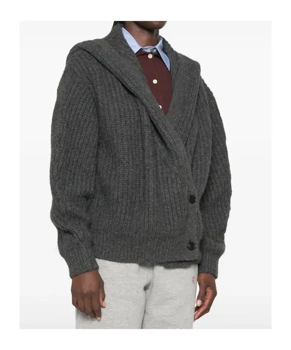 SYSTEM Ribbed-knit Hooded Cardigan