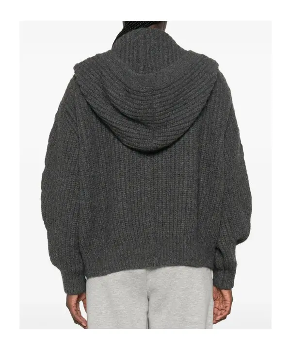 SYSTEM Ribbed-knit Hooded Cardigan