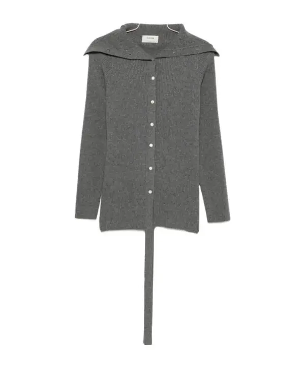 SYSTEM Ribbed-knit Sailor-collar Cardigan