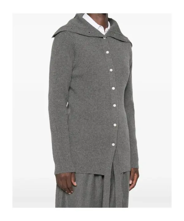 SYSTEM Ribbed-knit Sailor-collar Cardigan
