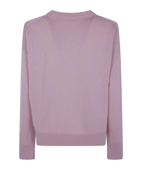 MRZ Cropped Oversized Round Neck Sweater - Pink