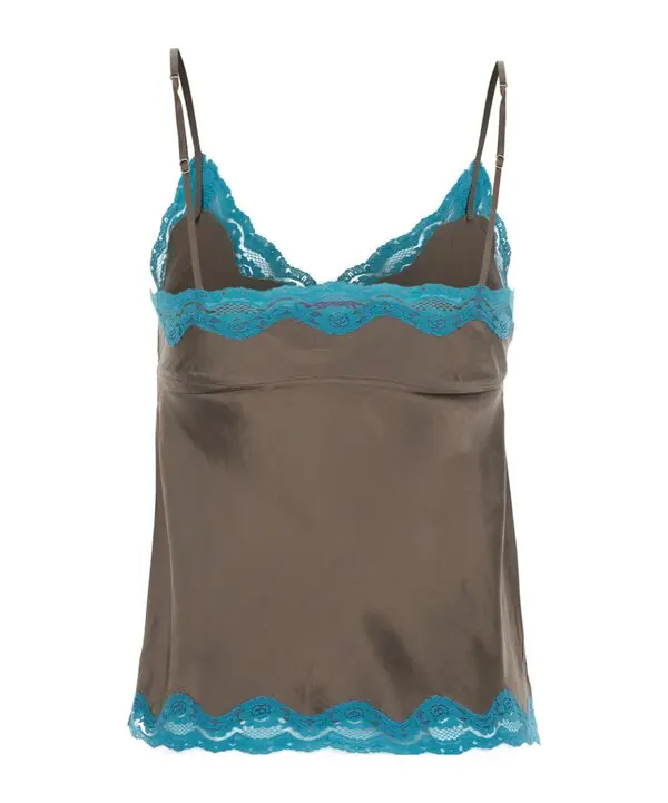 Gold Hawk Lace Trim V-neck Camisole Top