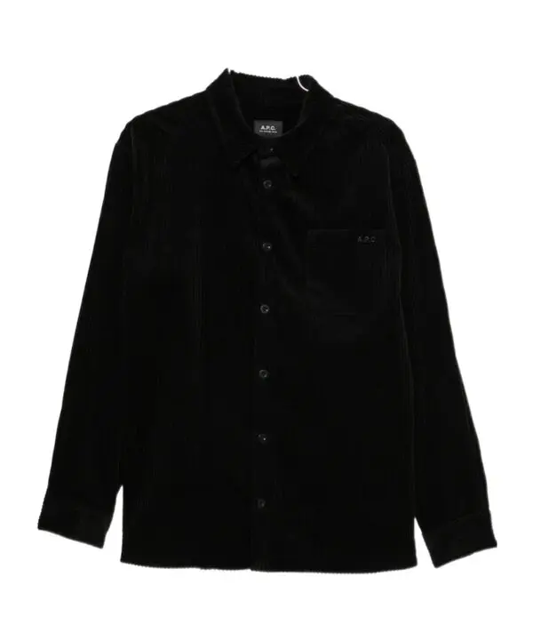 A.p.c. Corduroy Chest-pocket Shirt - Black