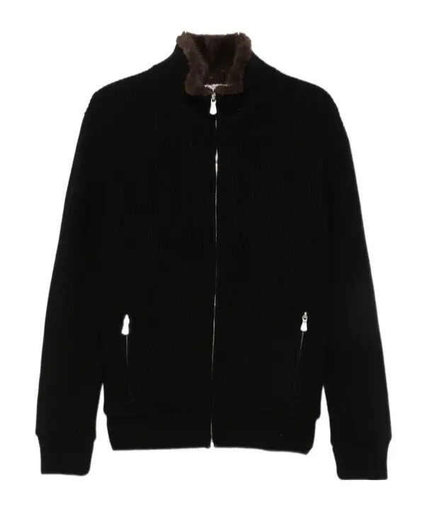 BARBA NAPOLI Ribbed-knit Faux-fur-trim Jacket