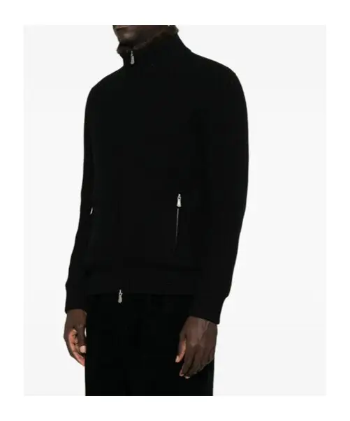 BARBA NAPOLI Ribbed-knit Faux-fur-trim Jacket