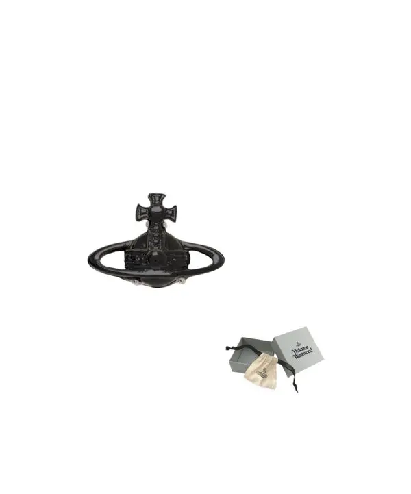 VIVIENNE WESTWOOD Enamel-detail Orb-plaque Earring - Black