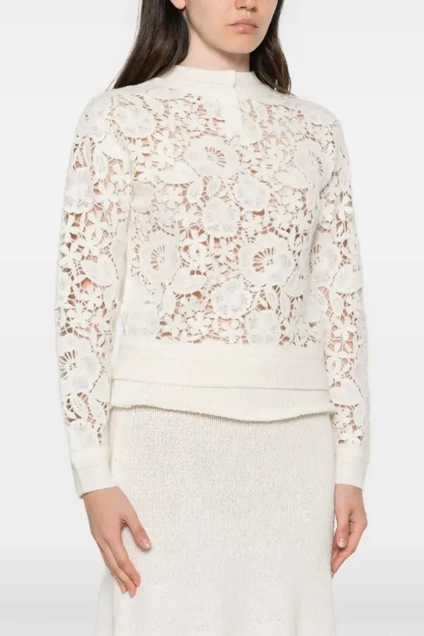 Ermanno Scervino Floral-lace Wool Sweater