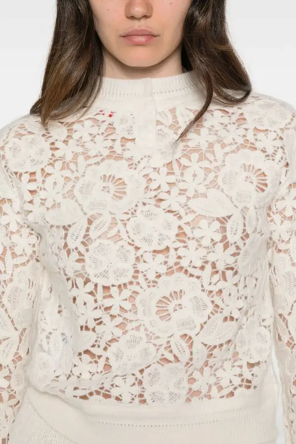 Ermanno Scervino Floral-lace Wool Sweater
