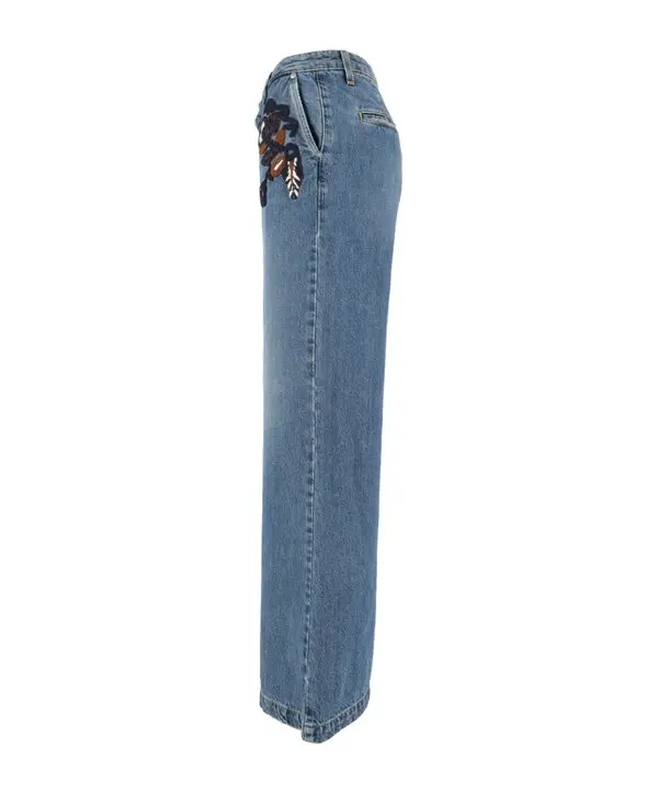 Ermanno Scervino Floral-patchwork Wide-leg Jeans