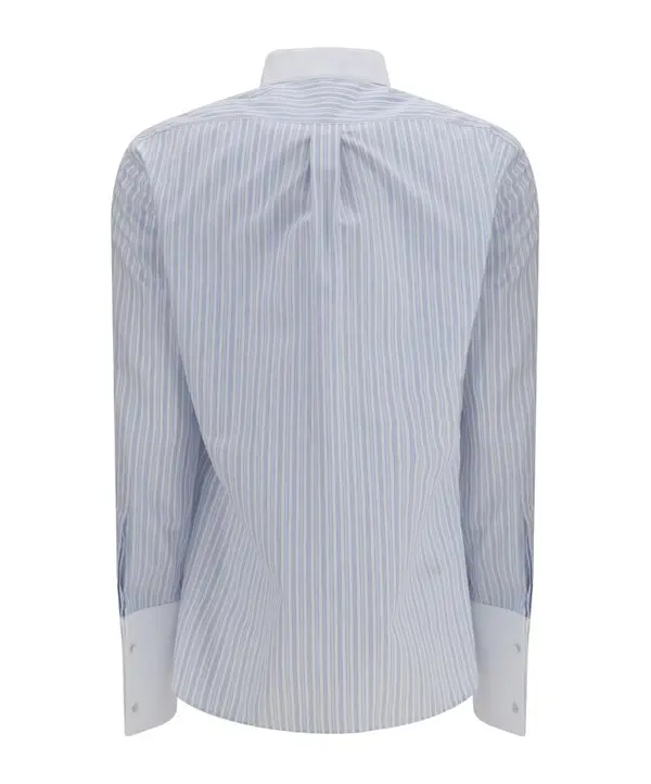 TOM FORD Vertical-stripe Bib-front Shirt - Blue