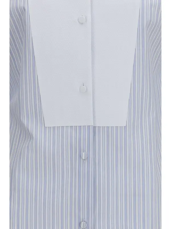 TOM FORD Vertical-stripe Bib-front Shirt - Blue