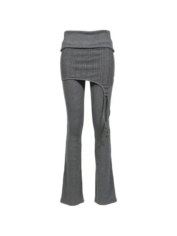 BOHEMSEO Layered Ribbed-knit Flared Trousers