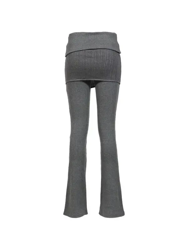 BOHEMSEO Layered Ribbed-knit Flared Trousers