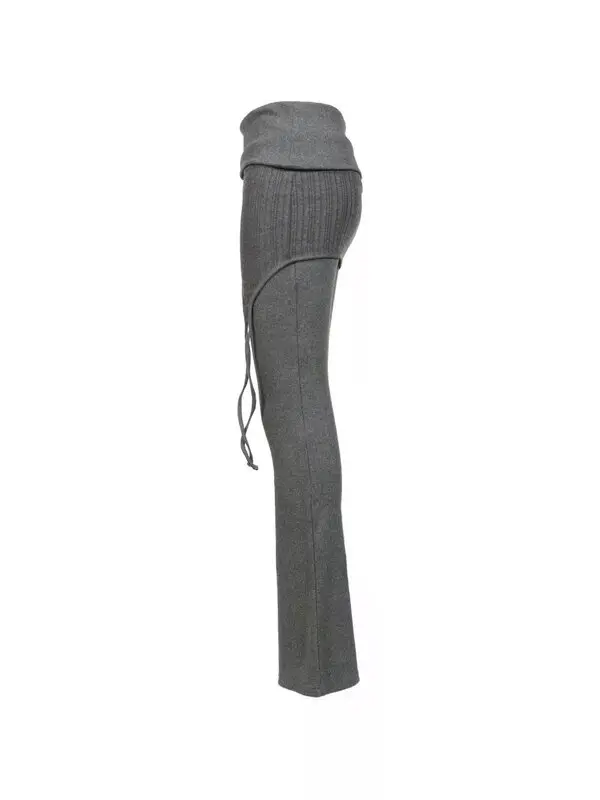 BOHEMSEO Layered Ribbed-knit Flared Trousers