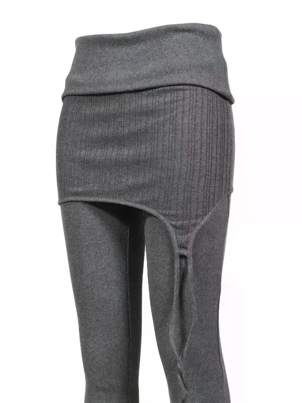 BOHEMSEO Layered Ribbed-knit Flared Trousers