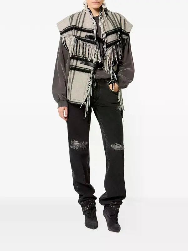 MARANT ETOILE Fringed Checked Vest