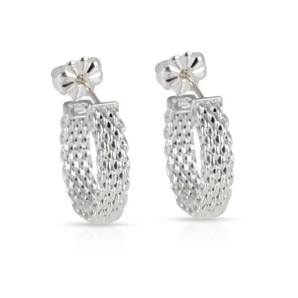 Tiffany & Co. Sterling Silver Small Somerset Mesh Hoop Earrings - Sterling_silver