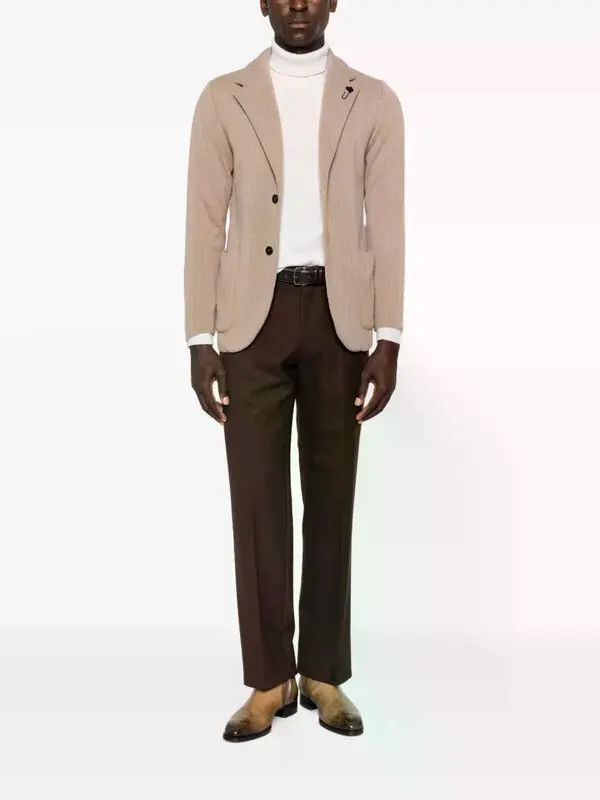 LARDINI Ribbed-knit Single-breasted Blazer