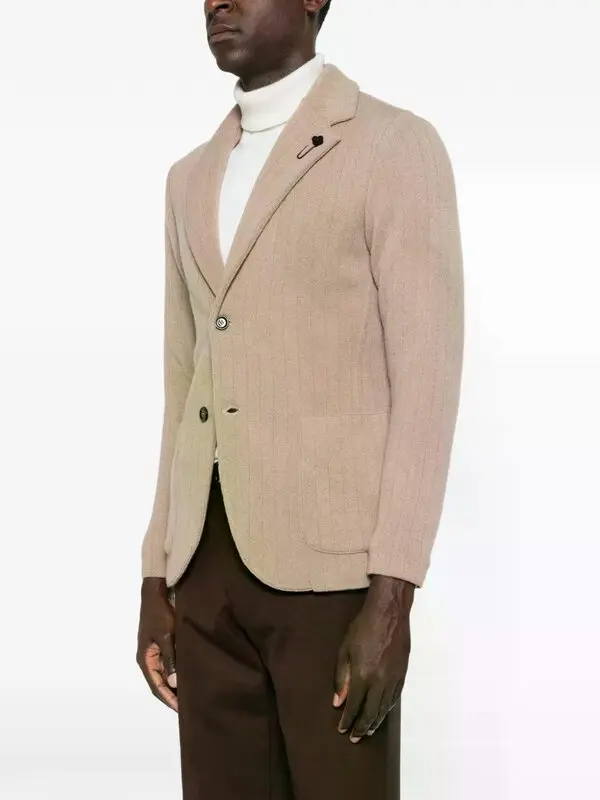 LARDINI Ribbed-knit Single-breasted Blazer