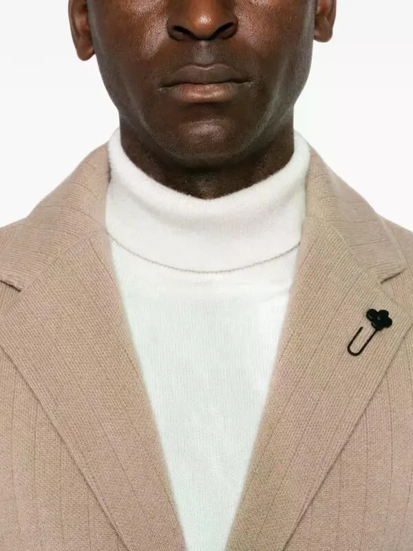 LARDINI Ribbed-knit Single-breasted Blazer