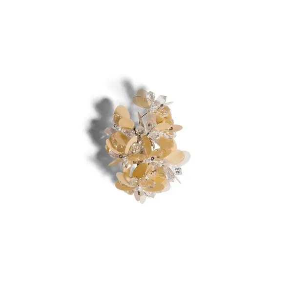 Miu Miu Single Metal Earring With Pearl And Crystals - Brass/sand/vanilla