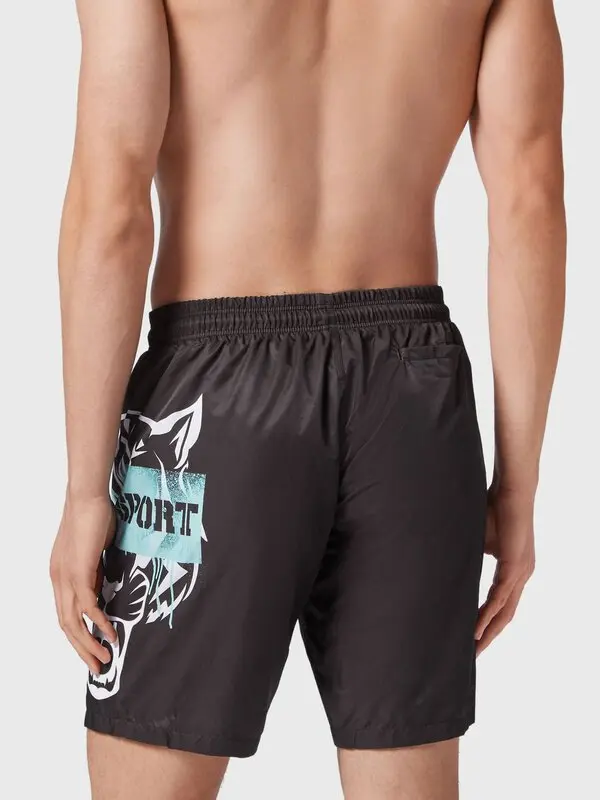 PLEIN SPORT Nylon Swim Trunks With Contrasting Printed Logo - White 1