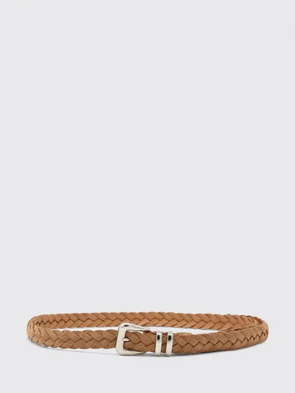 Brunello Cucinelli Braided Suede Calfskin Belt - Beige