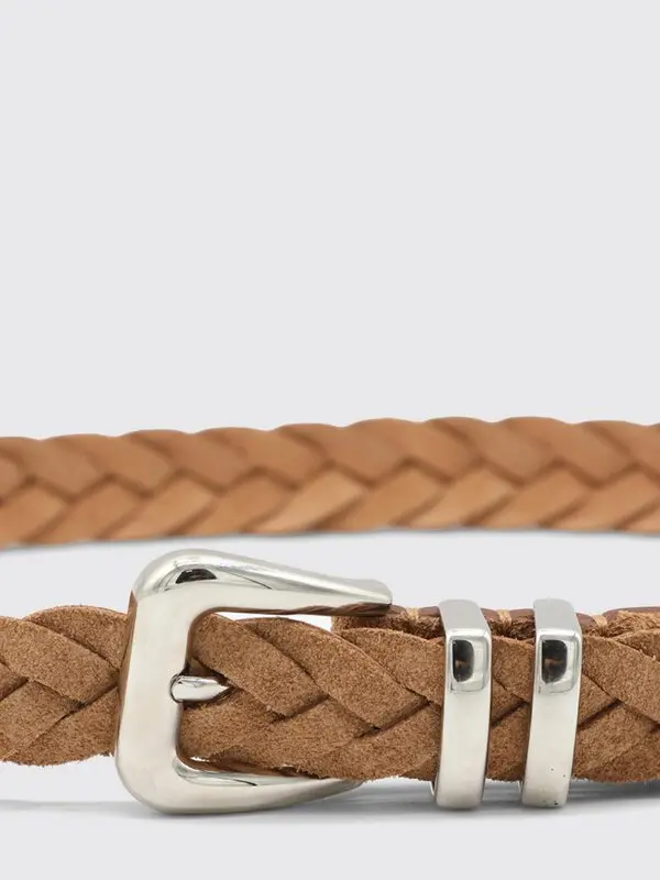 Brunello Cucinelli Braided Suede Calfskin Belt - Beige