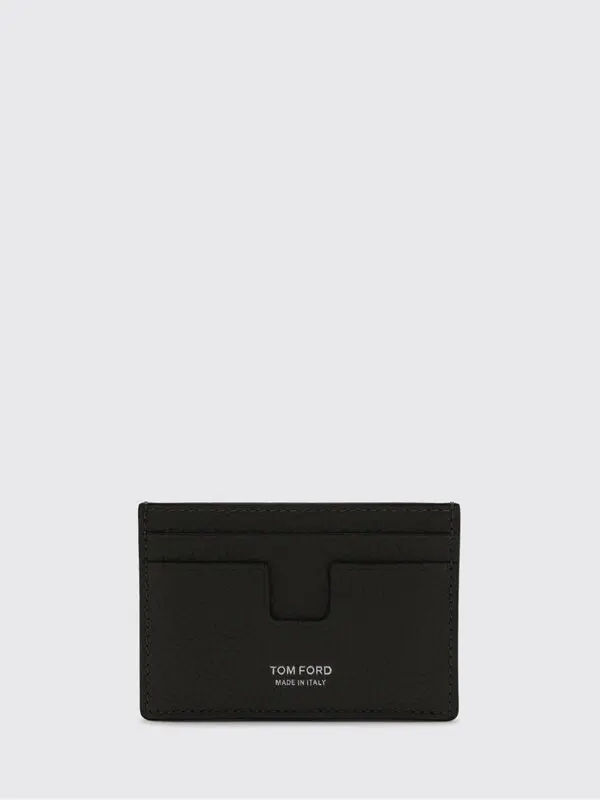 TOM FORD Laminated Logo Hammered Calfskin Card Holder