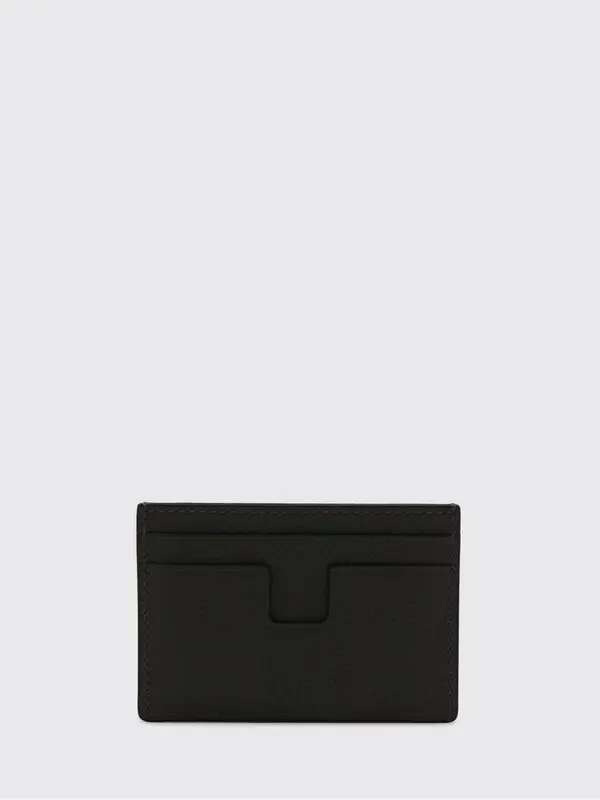 TOM FORD Laminated Logo Hammered Calfskin Card Holder