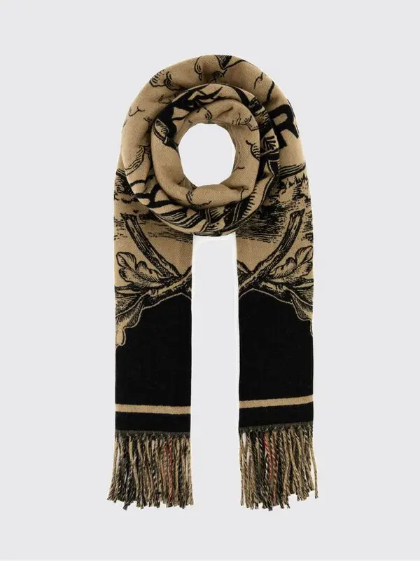Burberry Reversible Logo Print Pure Cashmere Scarf With Fringes - Multicolor
