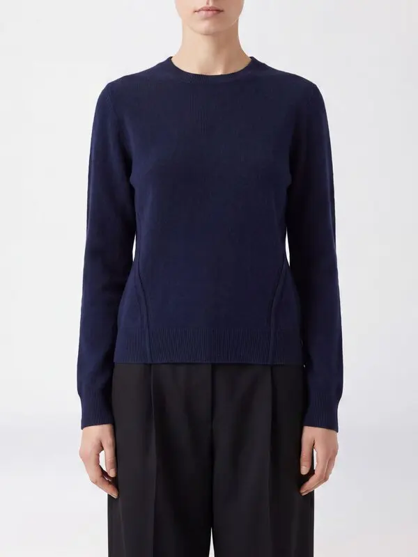 JIL SANDER Long-sleeved Crewneck Jumper In Pure Cashmere With A Slim Fit - Blue