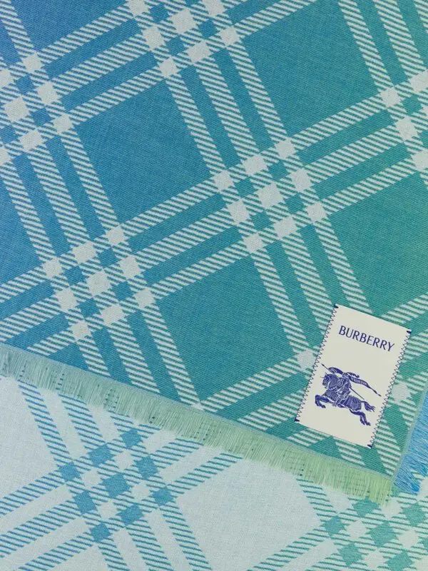 Burberry Check Wool And Silk Scarf With Fringes
