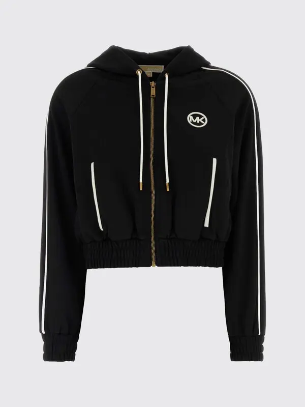 Michael Kors Mk Monogram Logo Zip-up Hoodie In Polyester