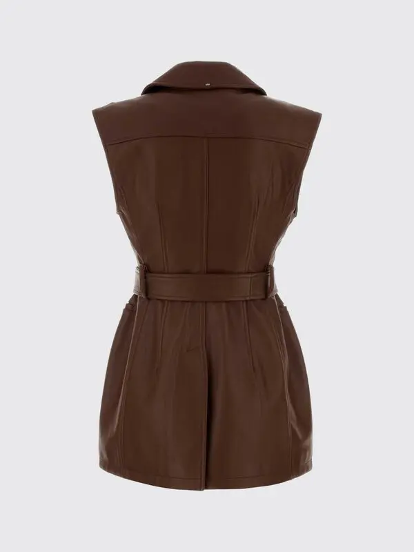 Sportmax Cropped Leather Biker Waistcoat With An Adjustable Waist Belt
