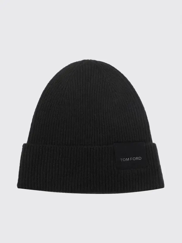 TOM FORD Cashmere Ribbed Beanie With Logo Patch - Brown