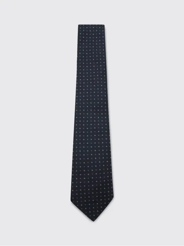 Canali Floral Print Pure Silk Tie - Navy