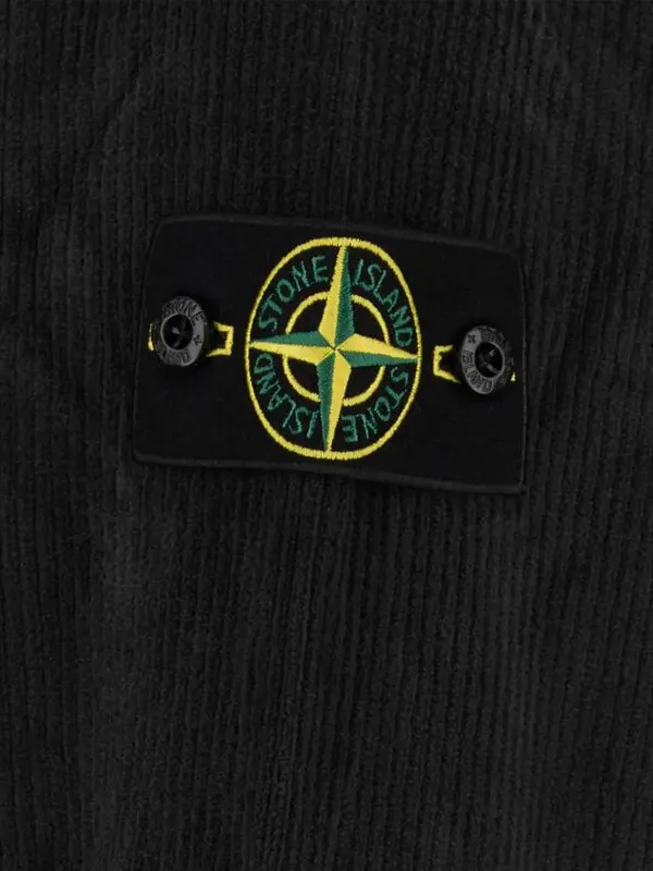 Stone Island Velvet Crewneck Jumper With Ribbed Hems And Compass Logo - Grey