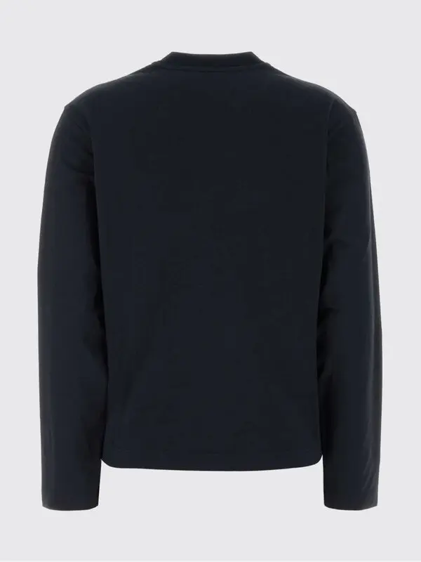 JIL SANDER Long-sleeved Cotton T-shirt With Contrast Logo - Blue